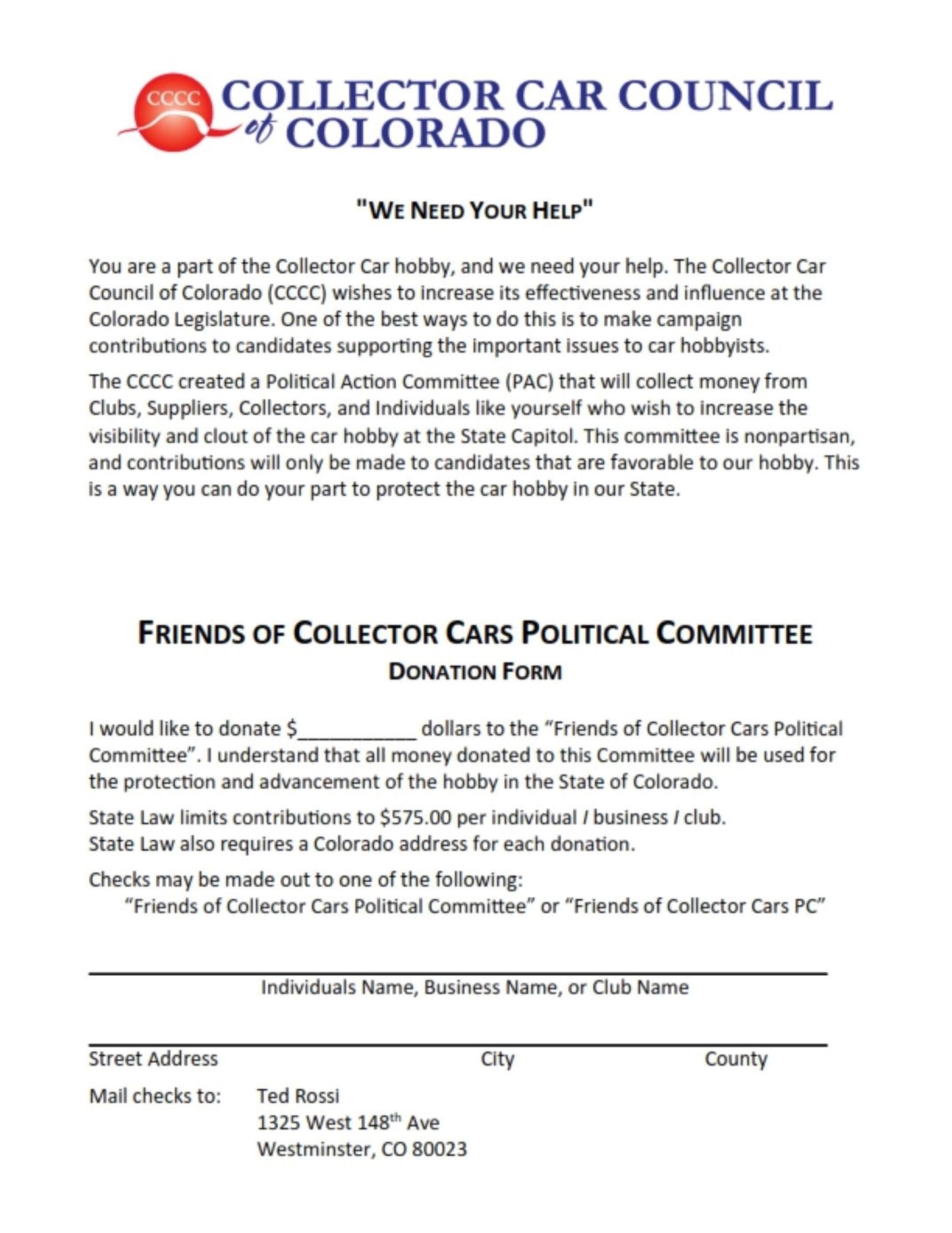 Friends of Collector Cars – Political Action Committee – Collector Car ...